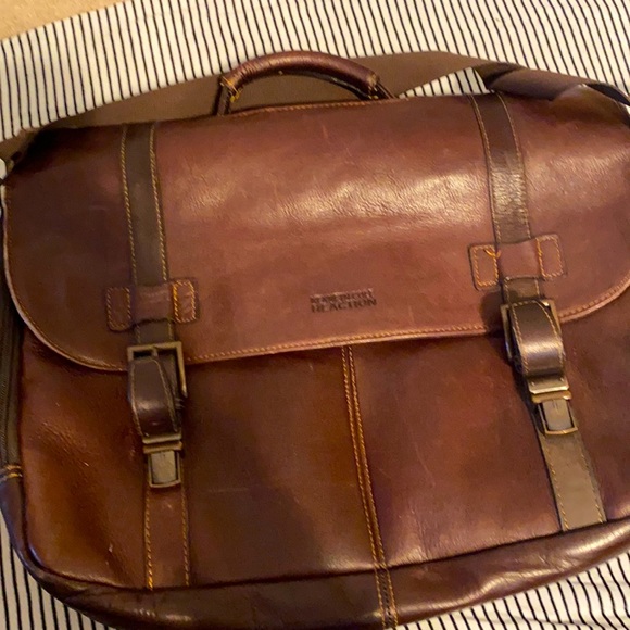 Kenneth Cole Reaction | Bags | Genuine Brown Leather Briefcase Laptop ...